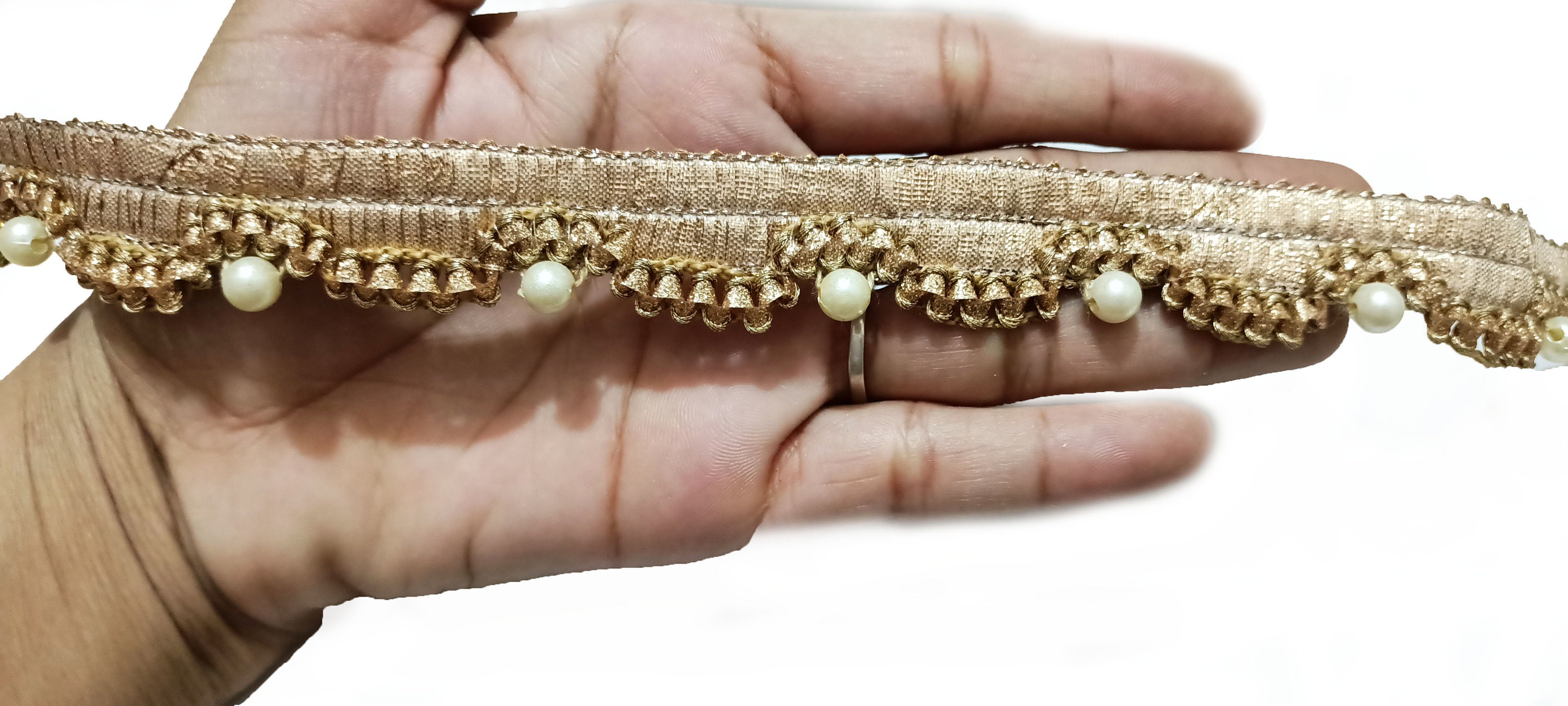 Indian Shiny Gold Lace Fringe Lace Trim With Embellishment Big - Etsy
