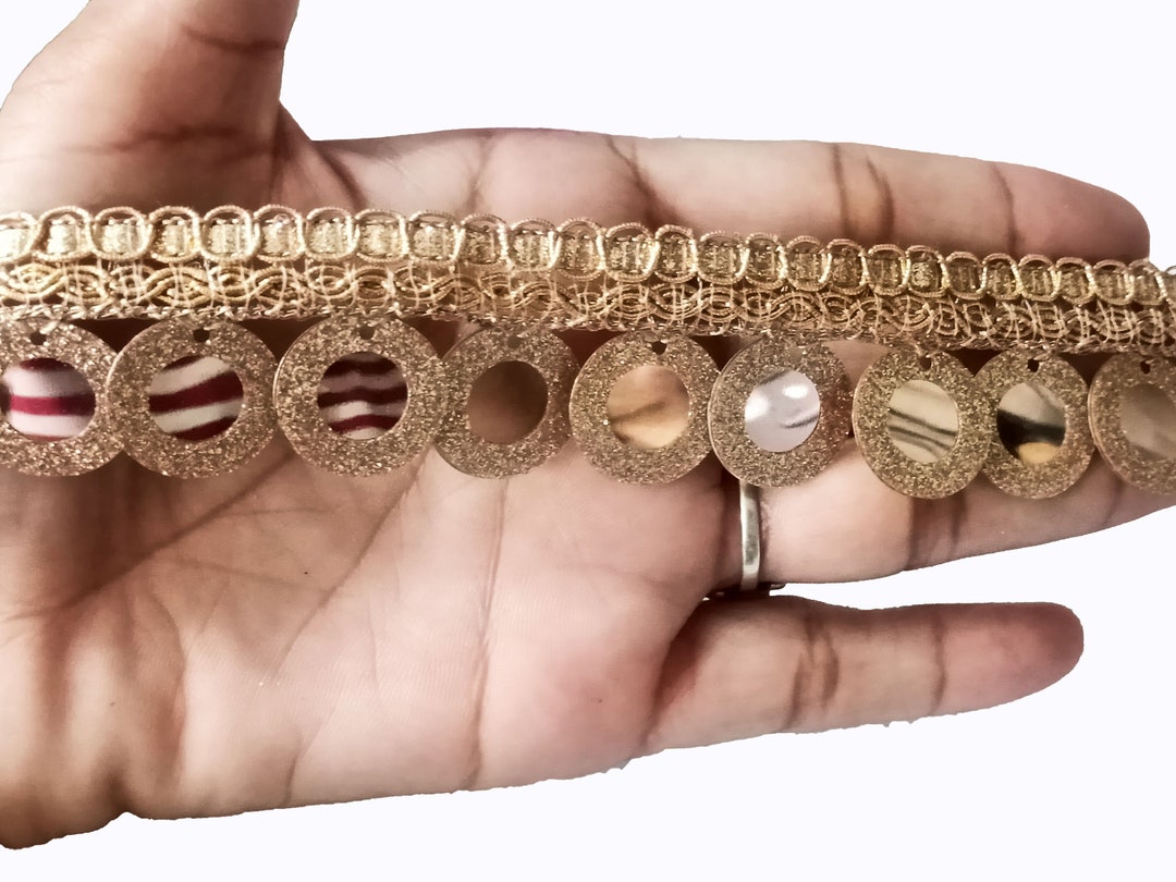 Indian Gold Mirror Sequins Lace Trim Decorative Trimmings Gold - Etsy