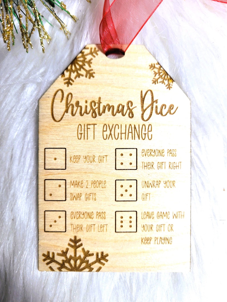 Christmas Gift Exchange Dice Game-holiday Dice Game-white - Etsy