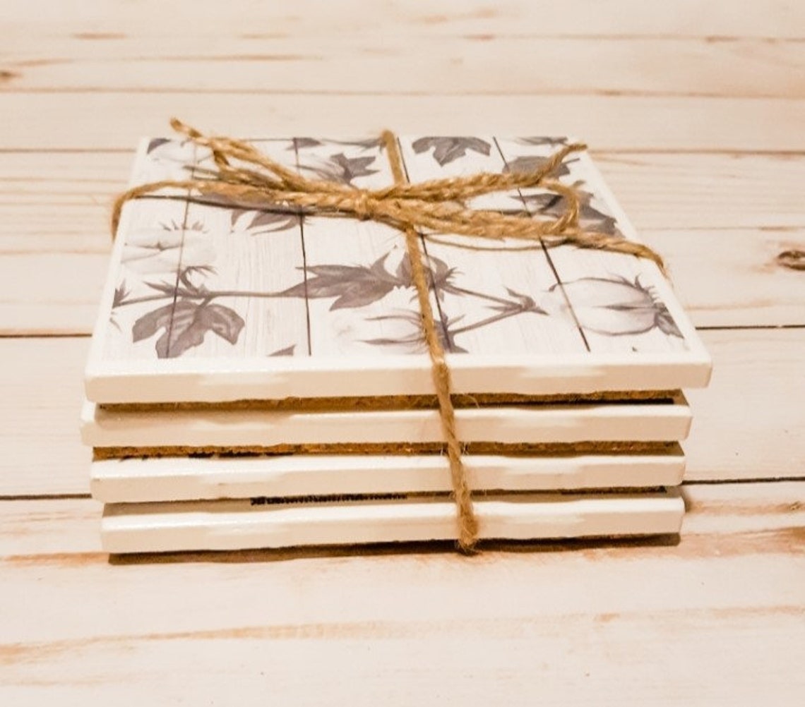 Farmhouse Coaster Set-set of Four-cotton Coasters-buffalo - Etsy