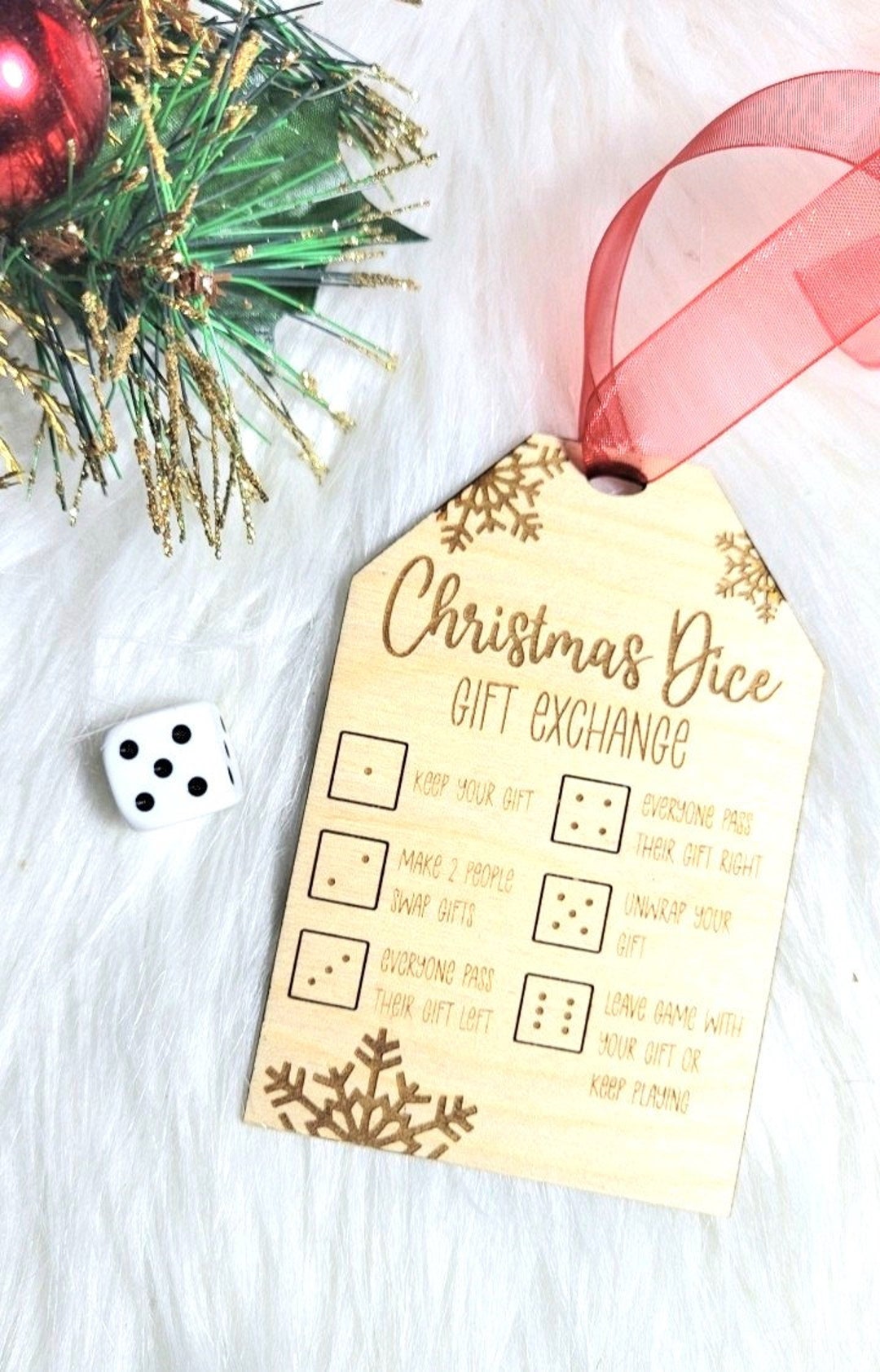 Christmas Gift Exchange Dice Game-holiday Dice Game-white Elephant Game ...