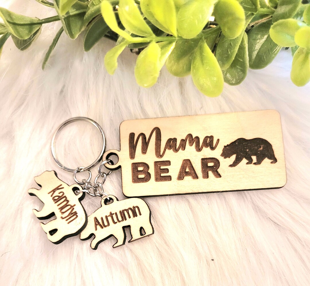 Mama Bear Personalized Keychain-mothers Day Gift-custom Laser Engraved ...