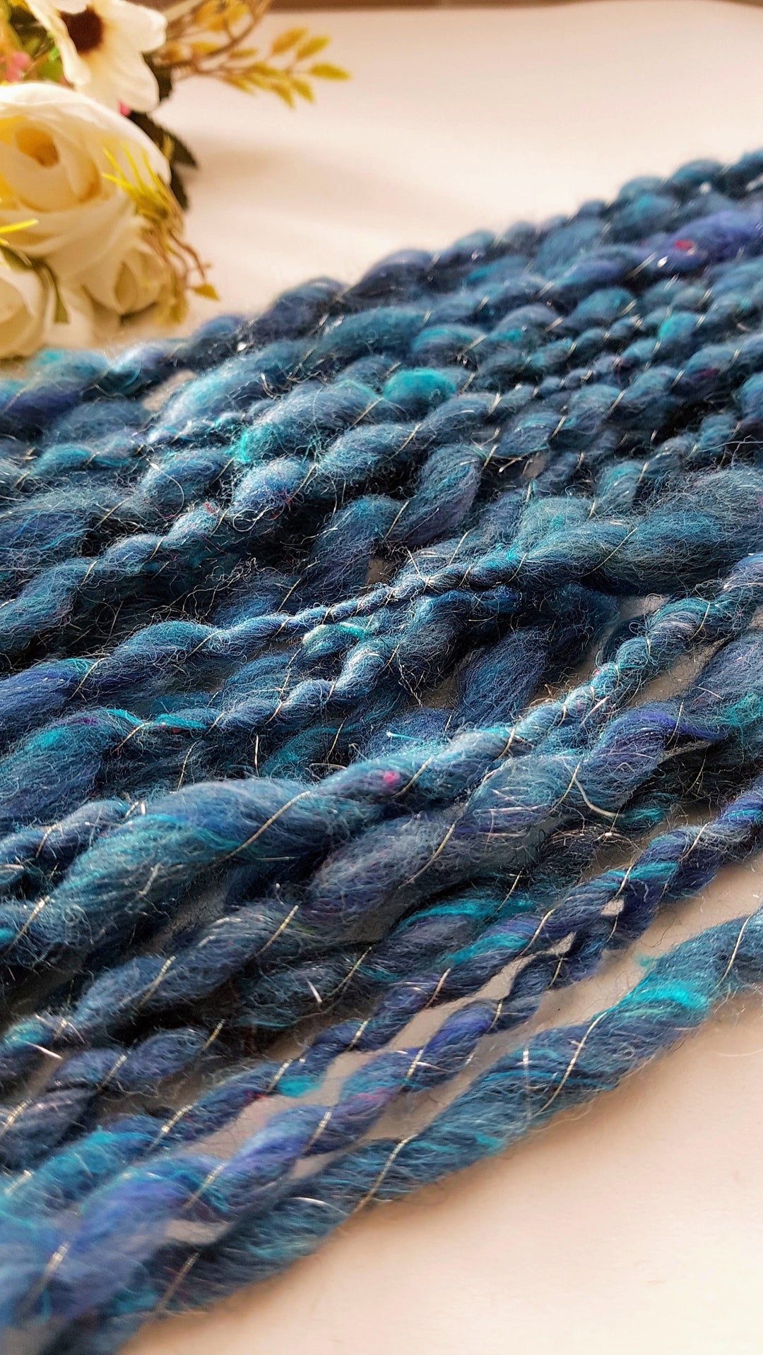 Chunky Deep Blue Yarn. 50 Grams, 24 Metres. Knitting, Weaving, Crochet ...