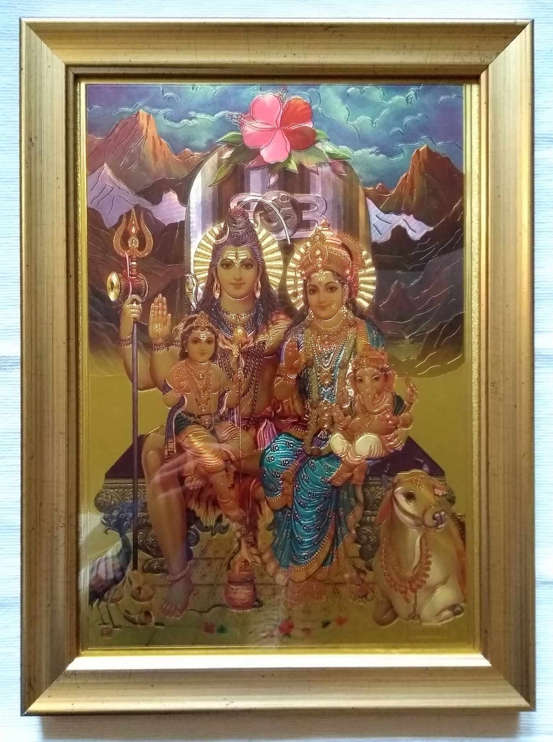 Göttliche Familie Shiva, Parvati, Ganesha und Subrahmanya Götterbild ...