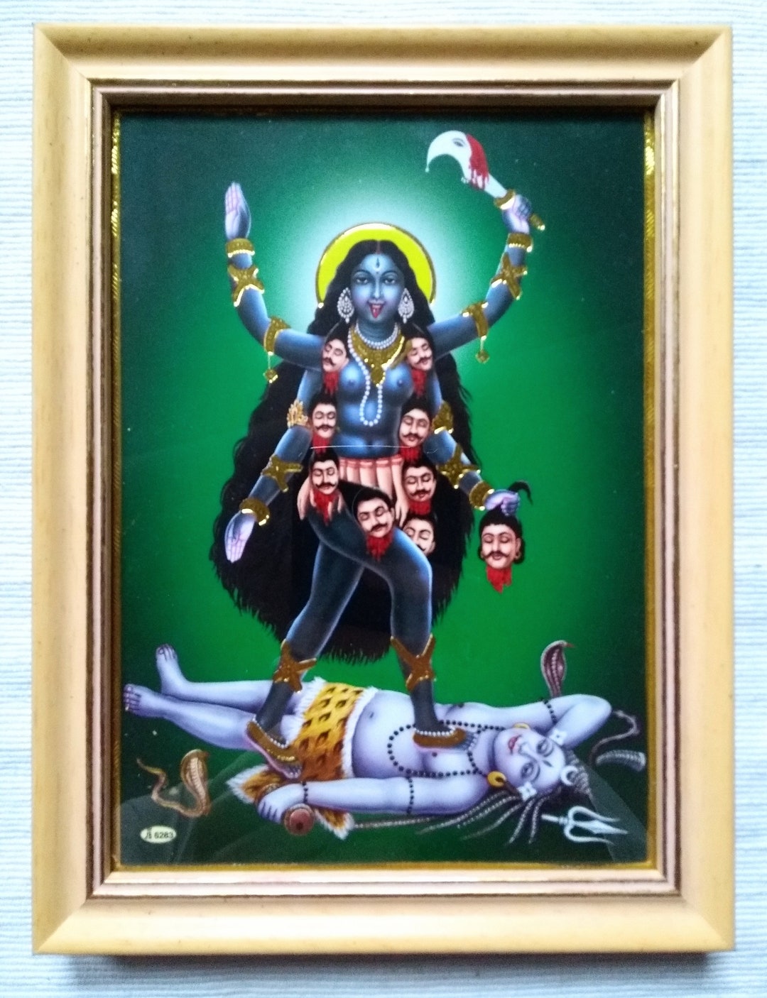 Goddess Kali - Goddess Statue With Frame - Hindu Goddess - Yellow-gold ...
