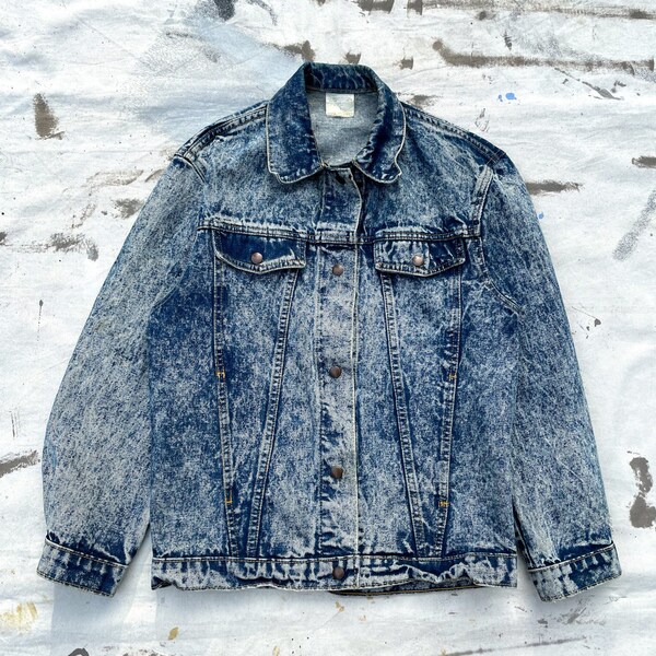 Acid Wash Denim Jacket - Etsy