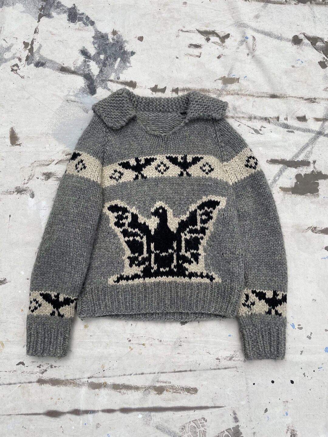 Vintage Cowichan Thunderbird Sweater 1950s - Etsy