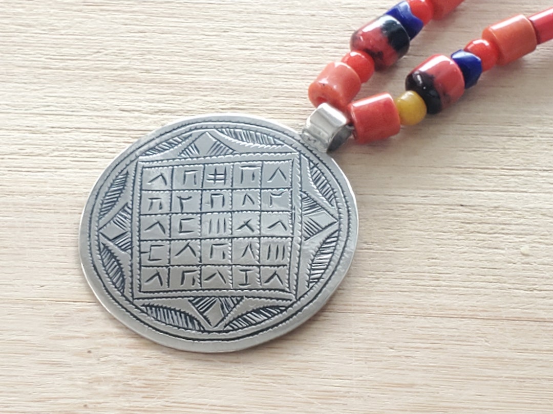 Handmade African Tuareg Talisman Necklace Jewelry Silver Gypsy Bohemian ...