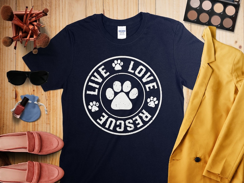 Live Love Rescue T-shirt, Dog Rescue T Shirt, Animal Lover Tee, Pet ...