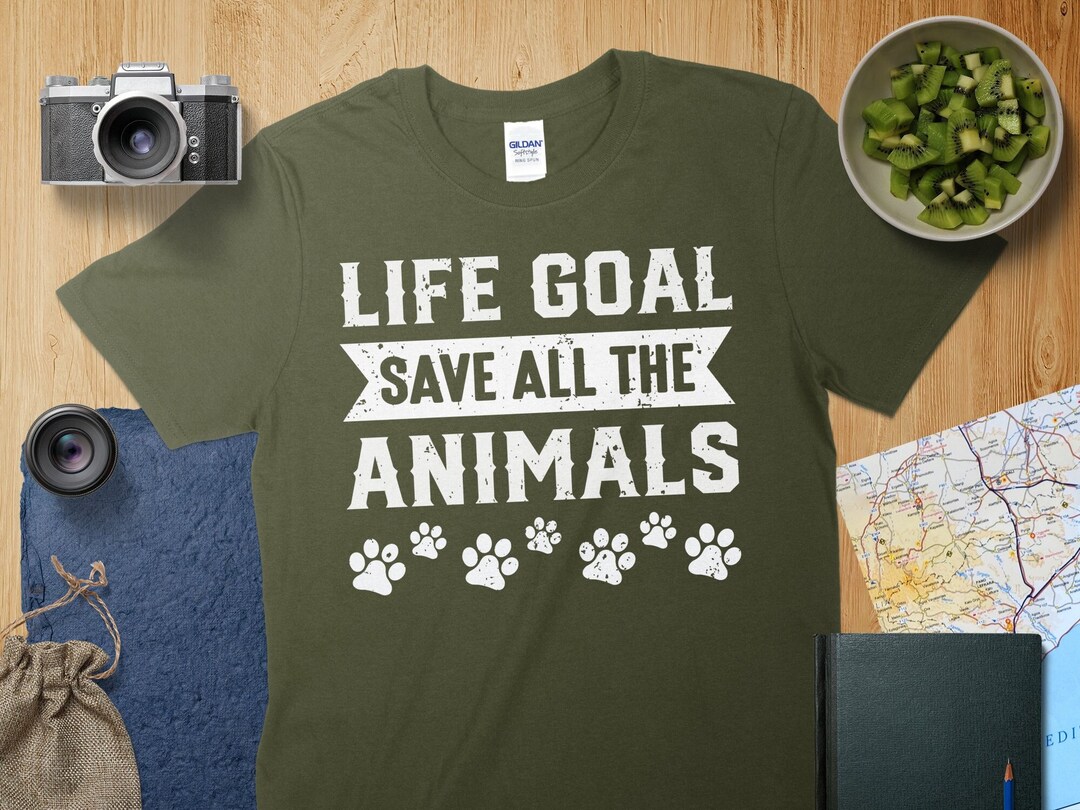 Life Goal Save All the Animals T-shirt, Animal Lover Gift, Paw Print T ...