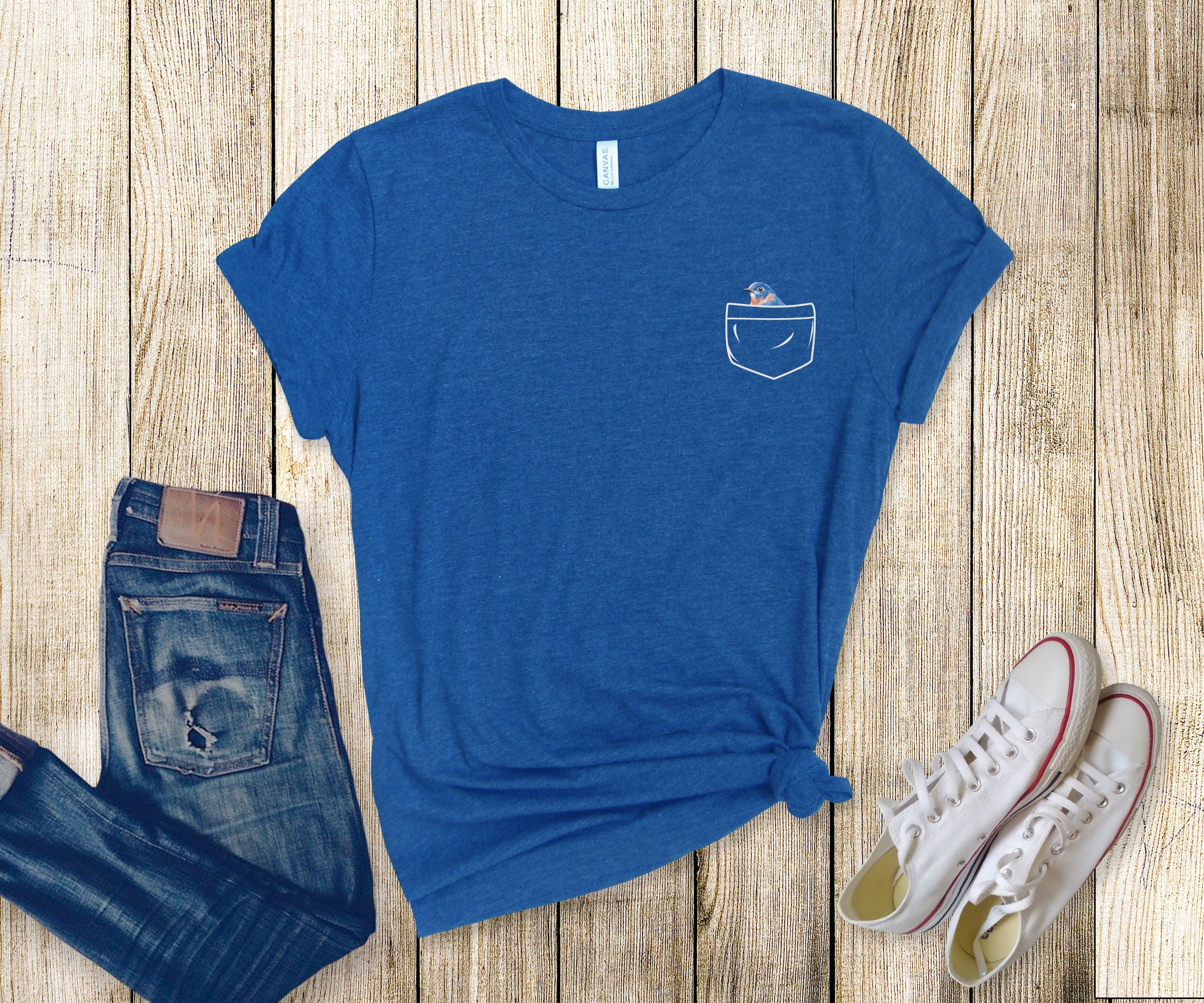 Eastern Bluebird Pocket Tshirt, Bluebird Shirt, Birding Gift, Tree ...