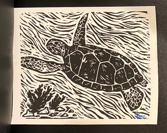 Turtle Lino Print - Etsy Ireland