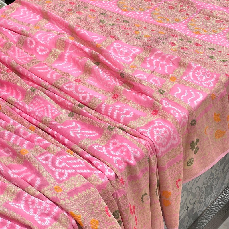 Khadi Georgette Bandhej - Etsy UK