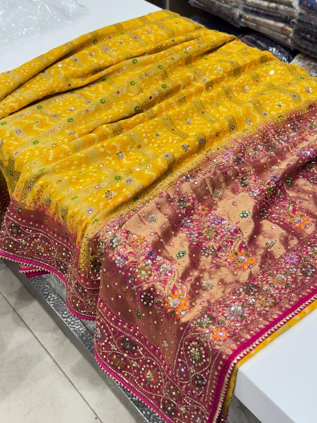 Yellow Rani Gharchola Embroidery Saree 2.0 - Etsy