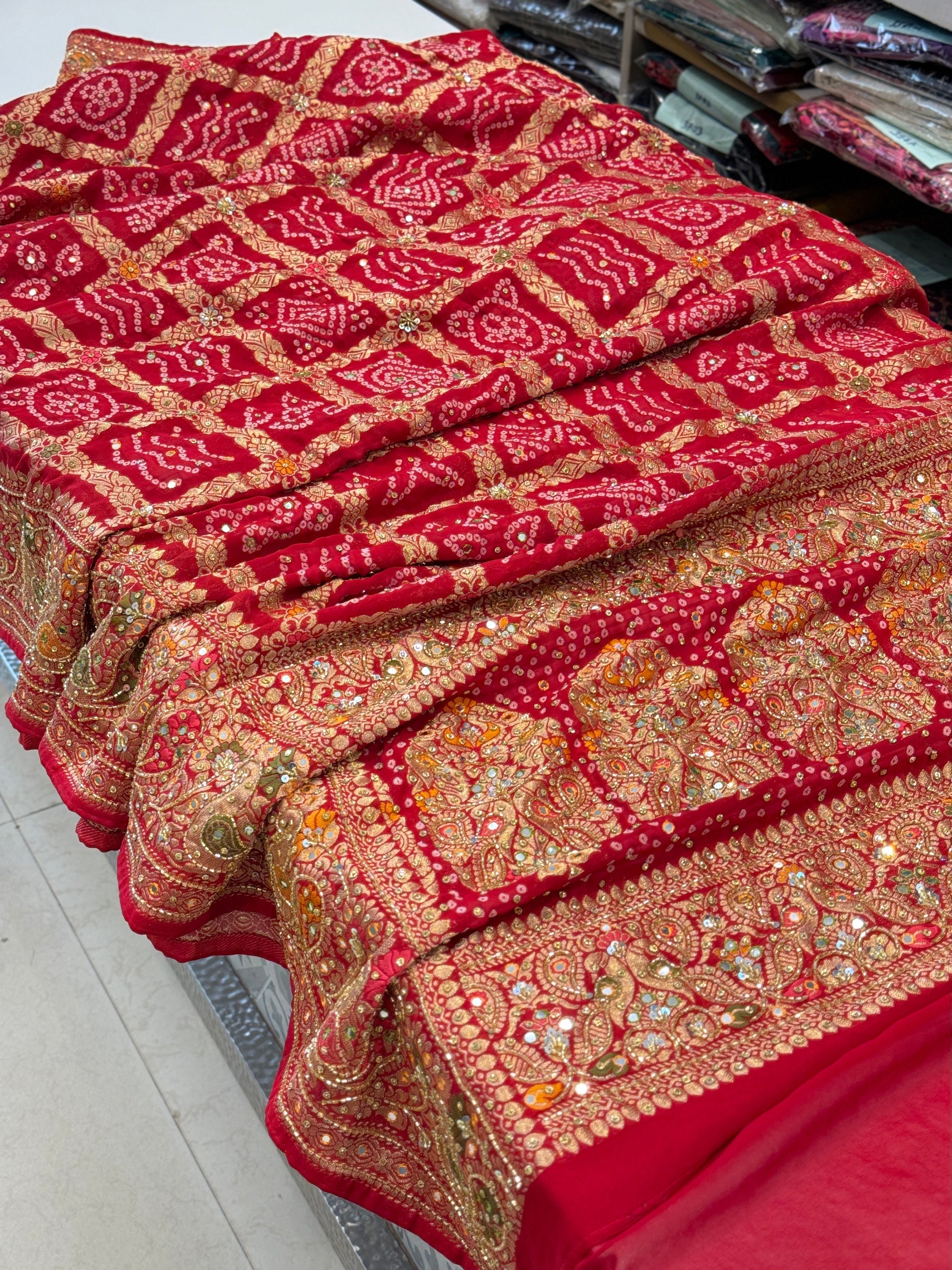 Red Gharchola Hand Embroidery Saree - Etsy