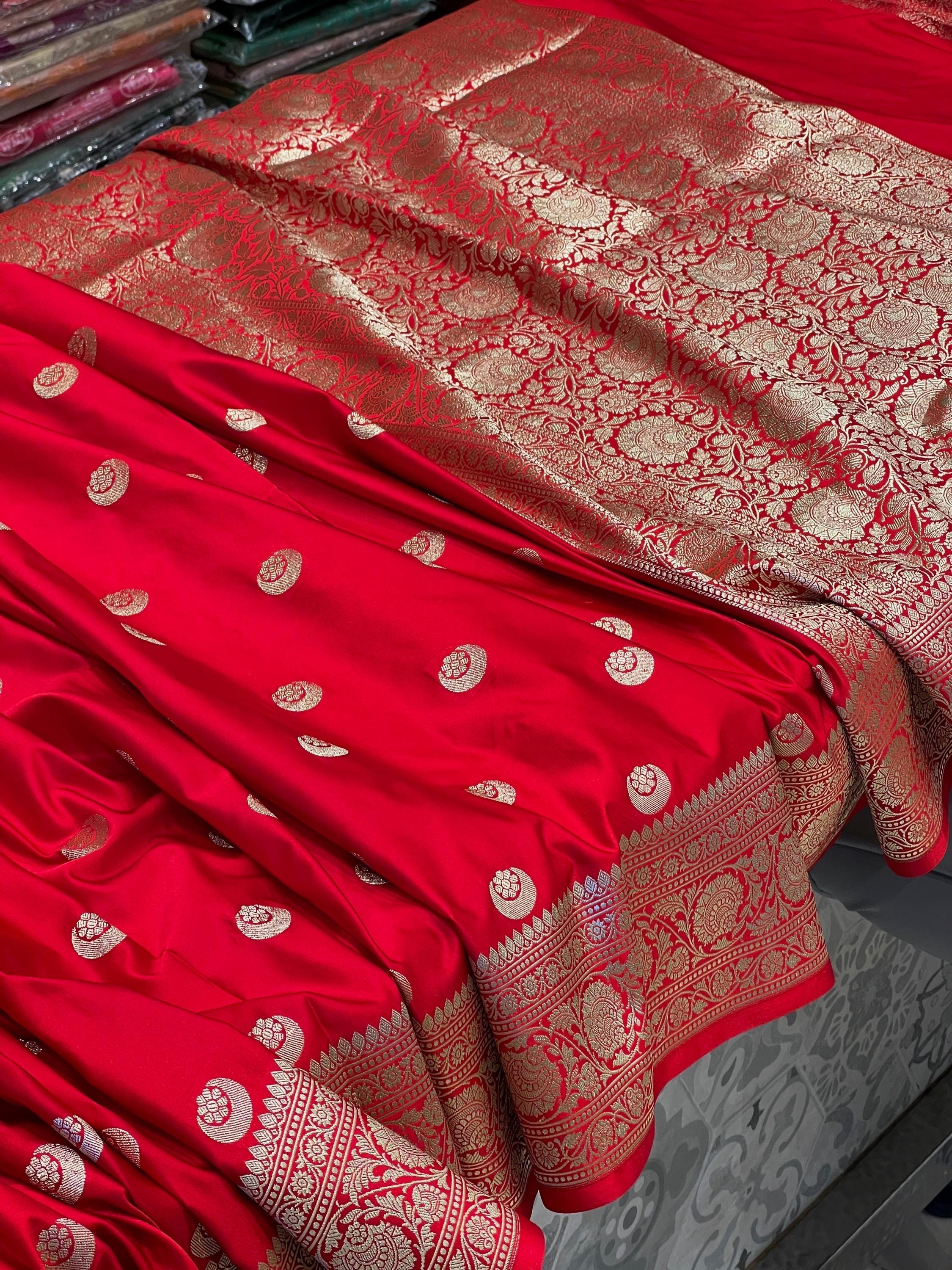 Red Banarasi Chand Buttis Saree Traditional - Etsy