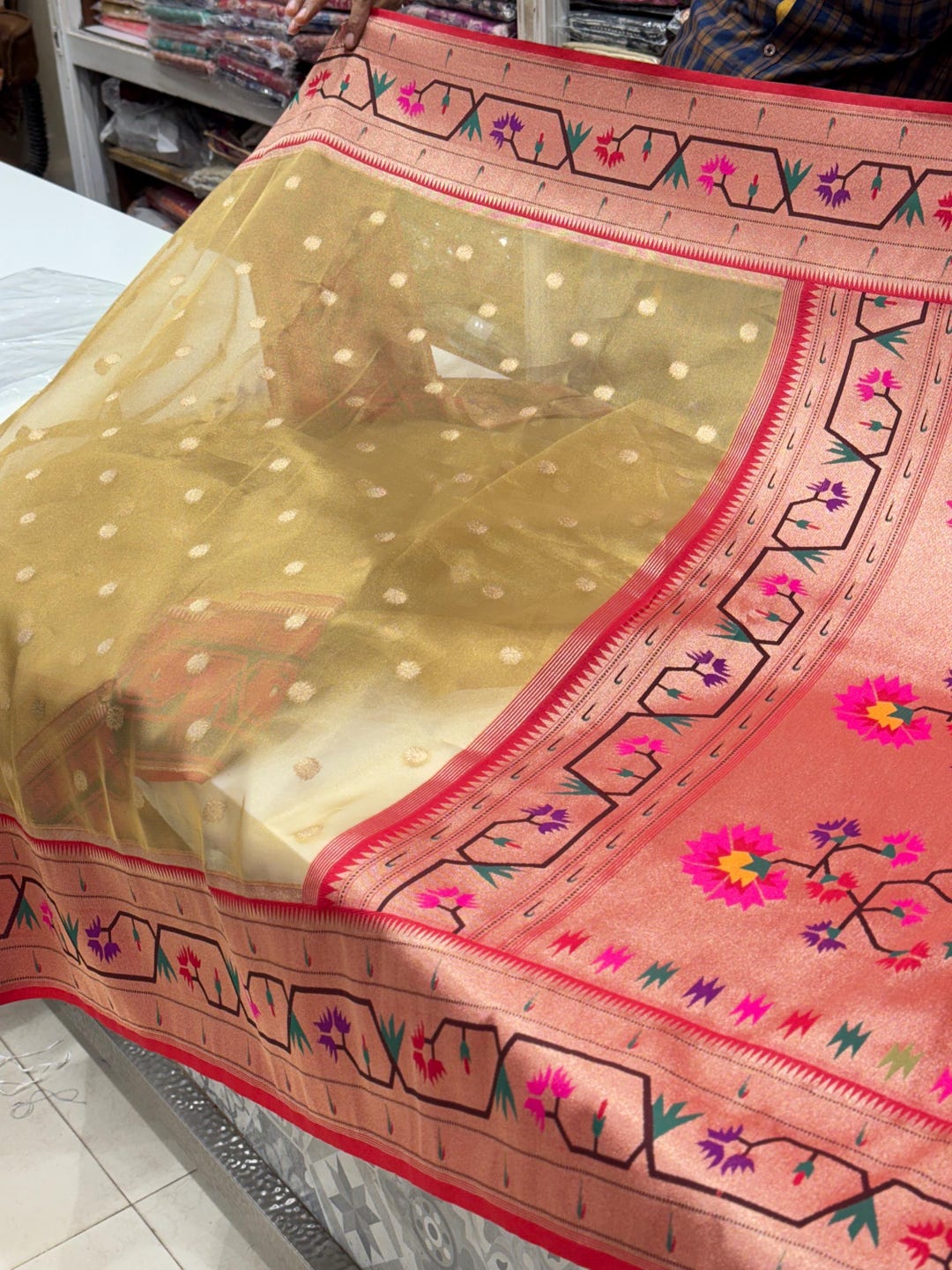 Golden Tissue Paithani Saree - Etsy