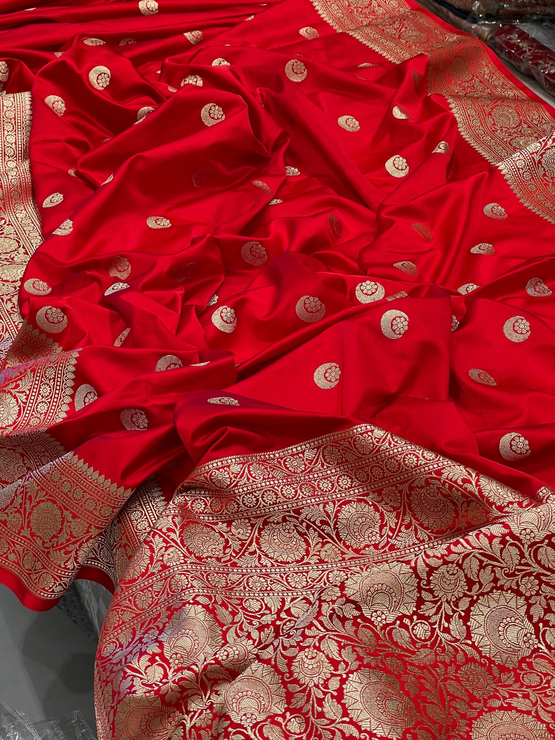 Red Banarasi Chand Buttis Saree Traditional - Etsy