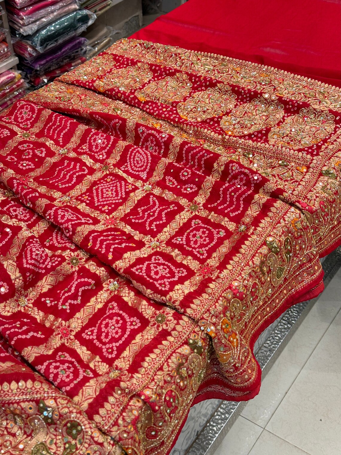 Red Gharchola Hand Embroidery Saree - Etsy