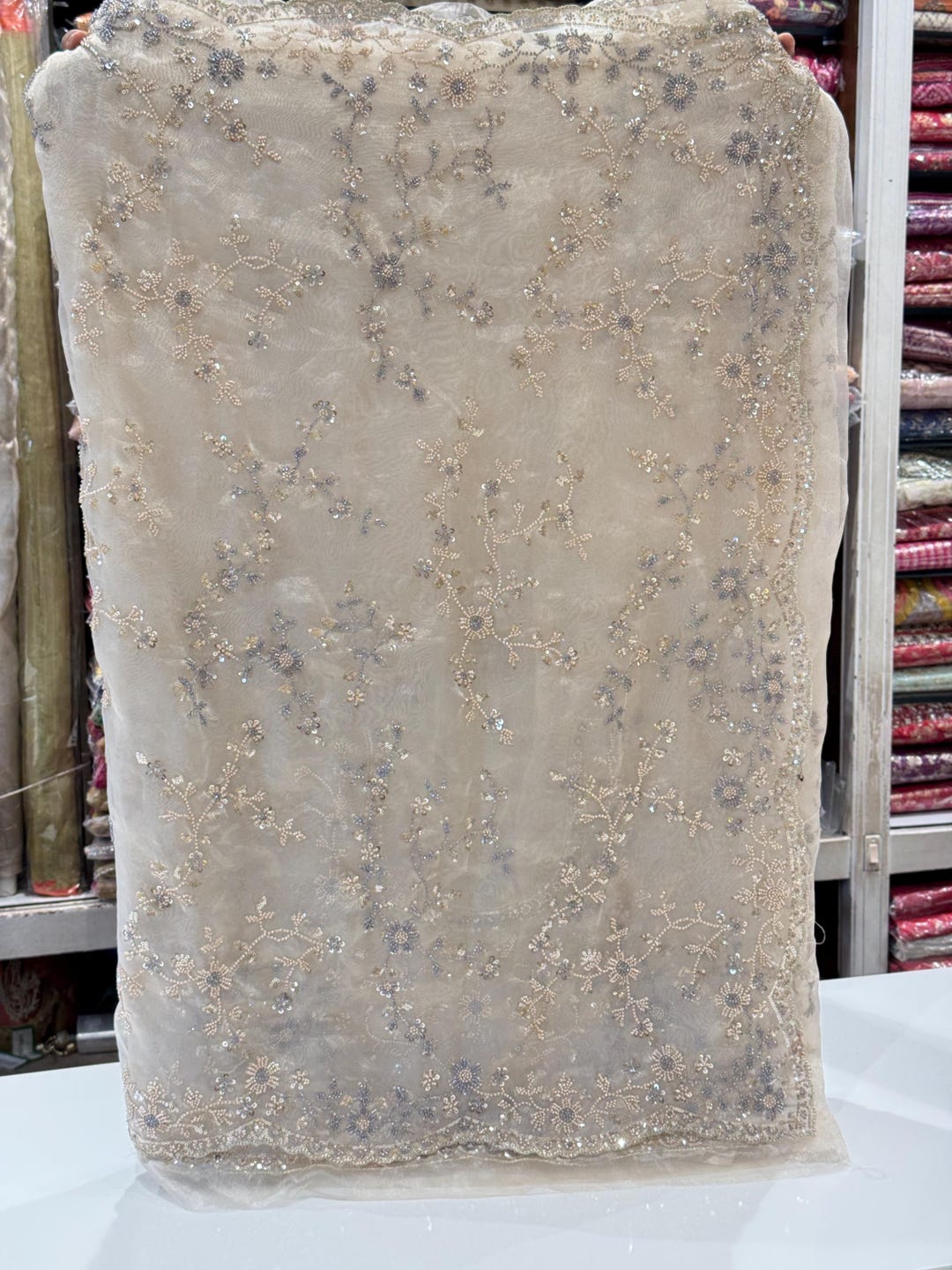 Silver Tissue Moti Sequin Embroidery Saree Party Wear Cocktail Saree - Etsy