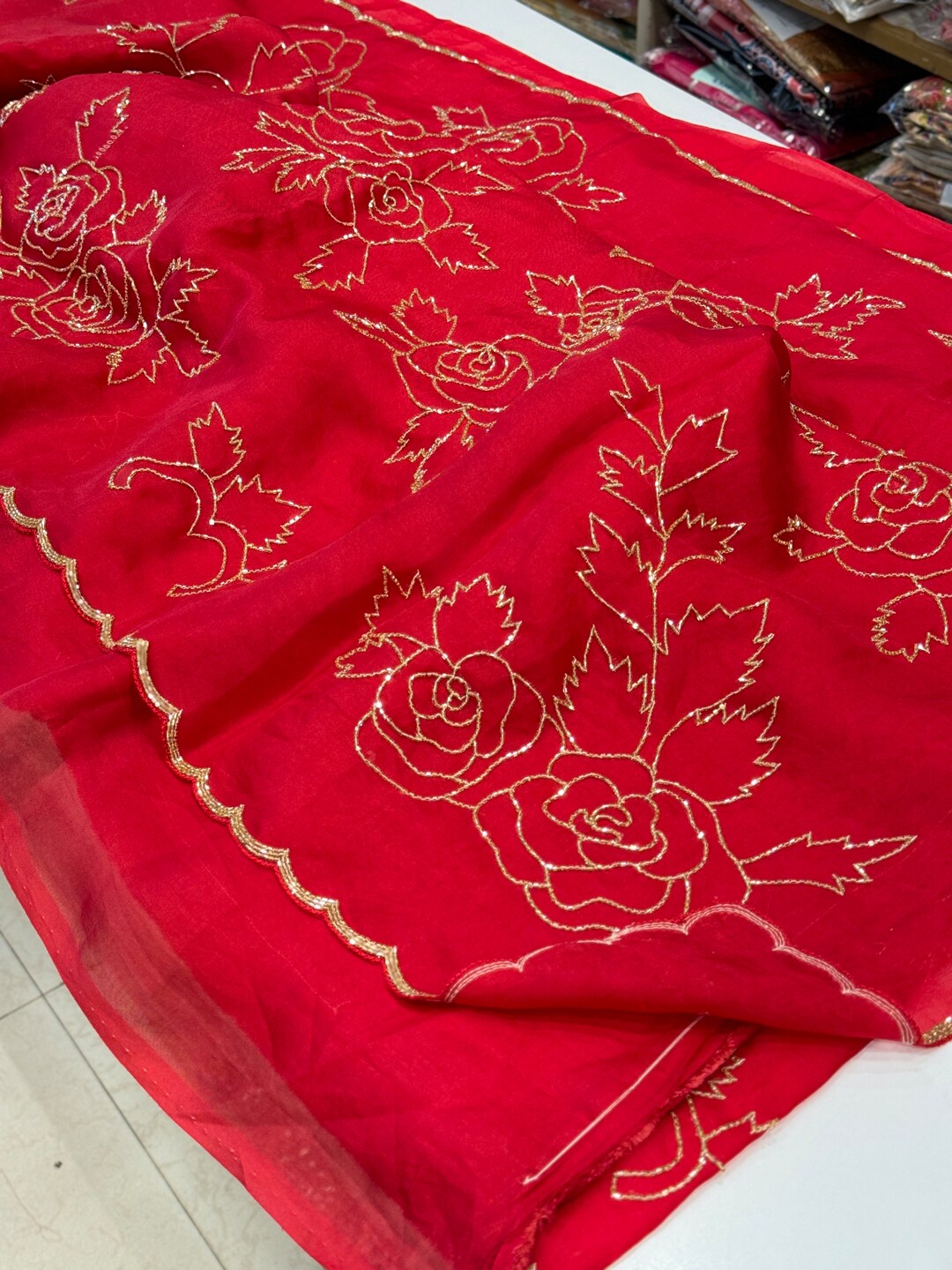 Red Rose Edit Organza Saree - Etsy