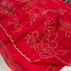 Red Rose Edit Organza Saree - Etsy
