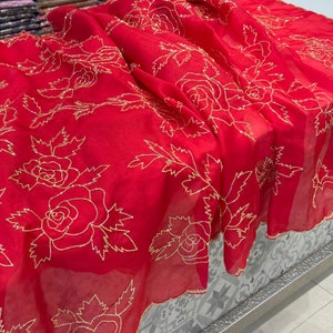 Red Rose Edit Organza Saree - Etsy