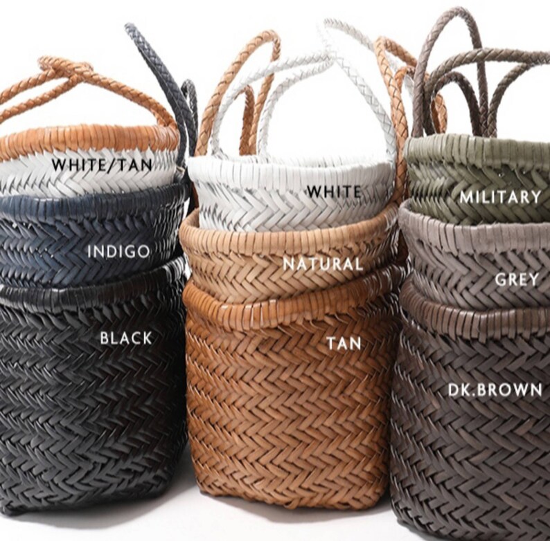 Woven Leather Tote Bag RIPRAP-G Size Small & Big Y99880RG - Etsy