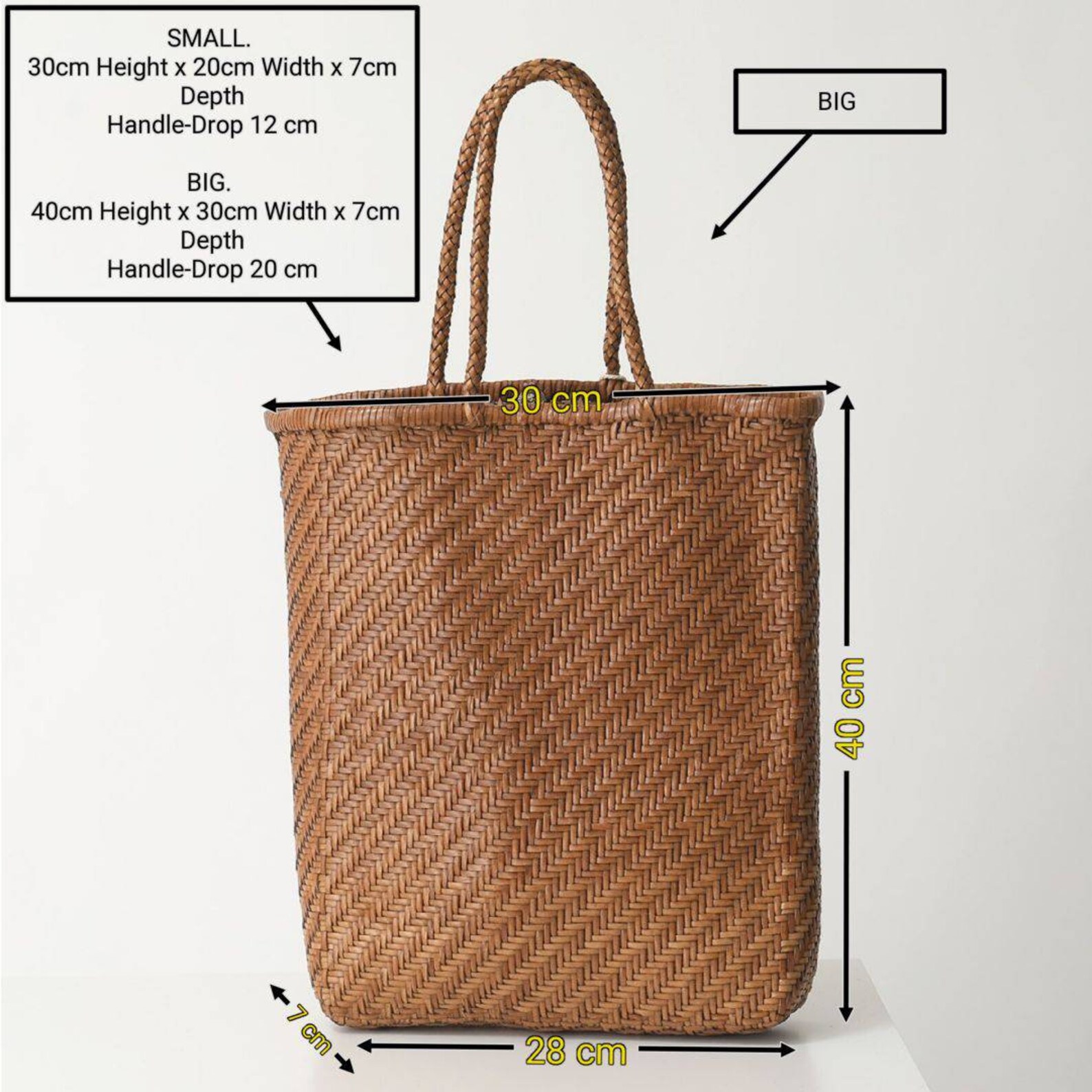 Woven Leather Tote Bag RIPRAP-G Size Small & Big Y99880RG YOCO - Etsy