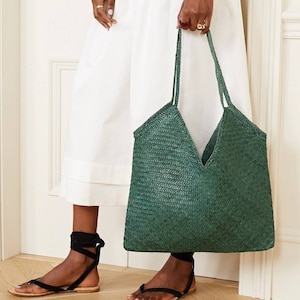 V SHAPE Woven Leather Tote BAG Size Big Y9988013VS YOCO - Etsy