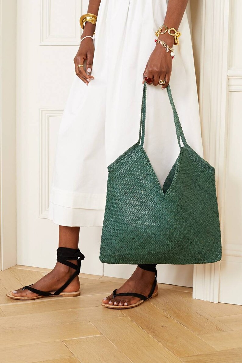 V SHAPE Woven Leather Tote BAG Size Big Y9988013VS YOCO - Etsy