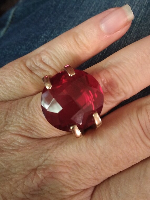 Vintage Large Garnet Statement Ring Sterling Silver S… - Gem