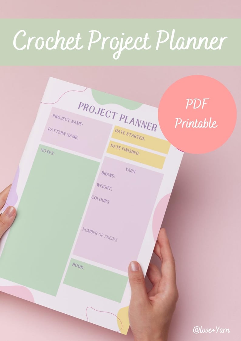Printable Crochet Project Planner - Digital Crochet Planner - Crochet ...