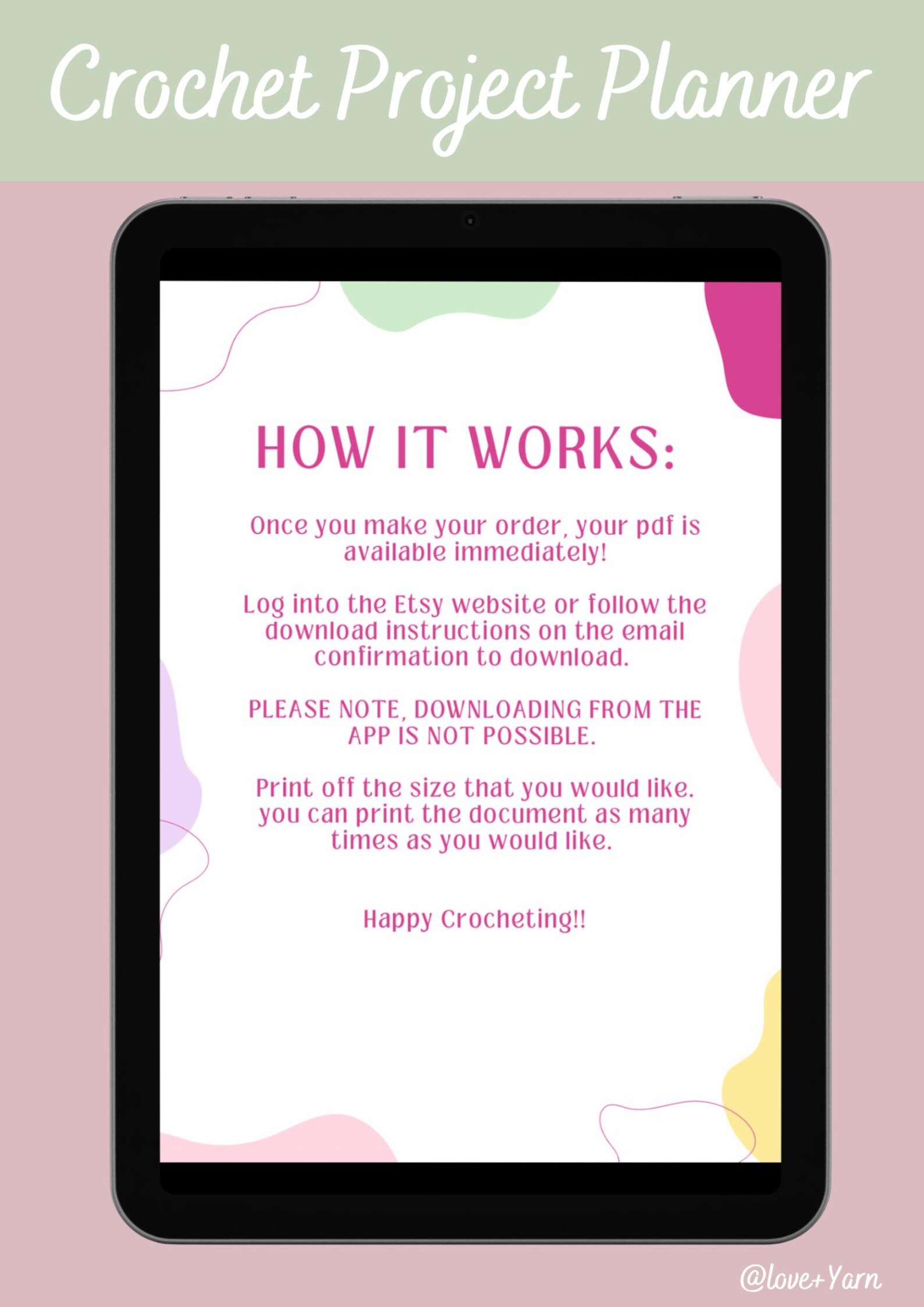 Printable Crochet Project Planner: A4 PDF Digital Download - Etsy