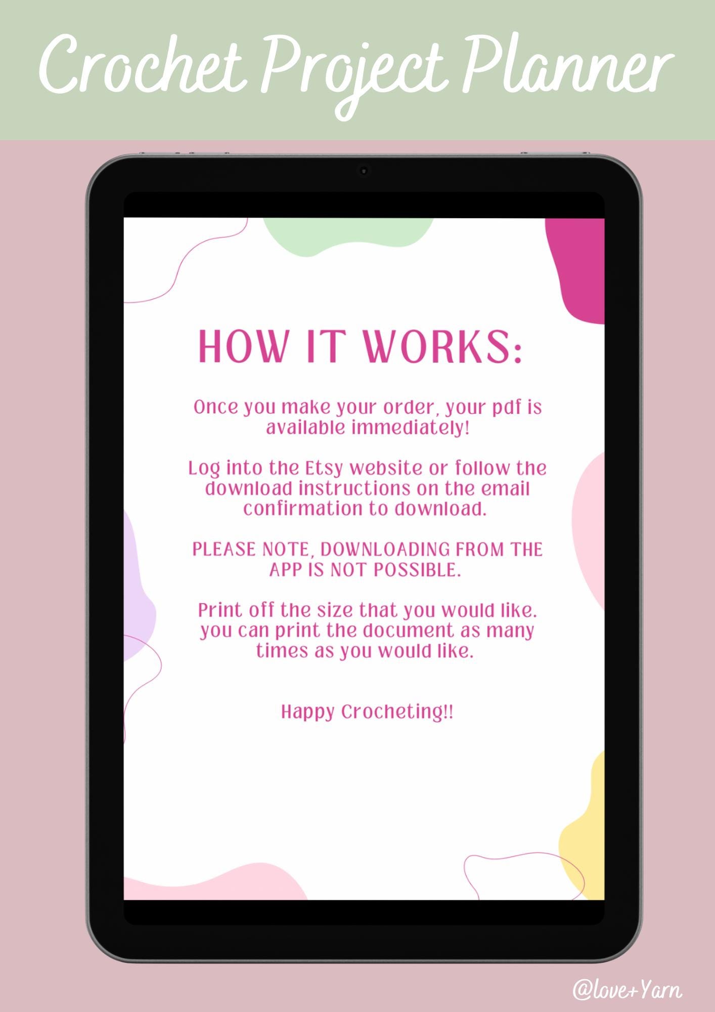 Printable Crochet Project Planner - Digital Crochet Planner - Crochet ...