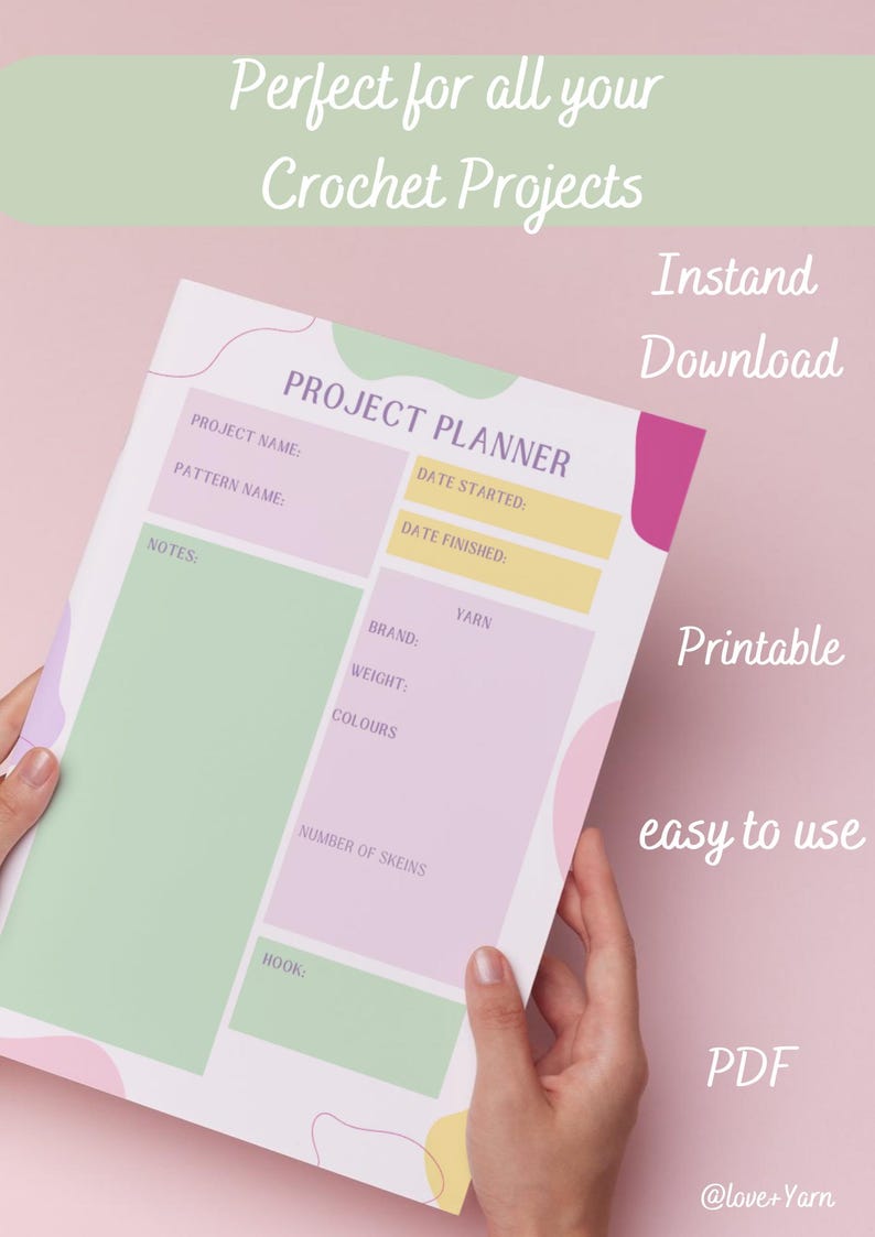 Printable Crochet Project Planner: A4 PDF Digital Download - Etsy