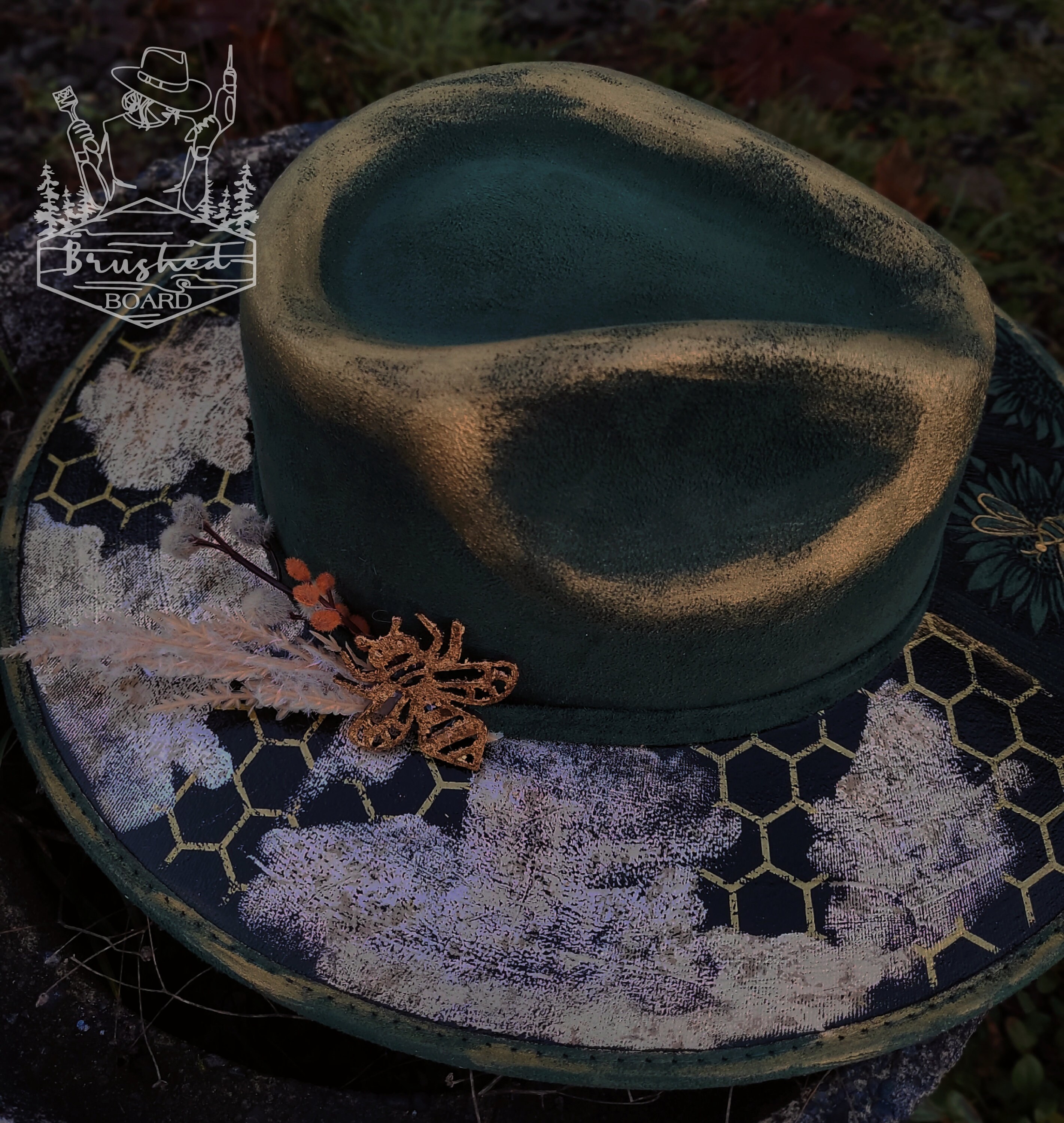 Burned Honeycomb & Sunflowers Rancher Hat - Etsy