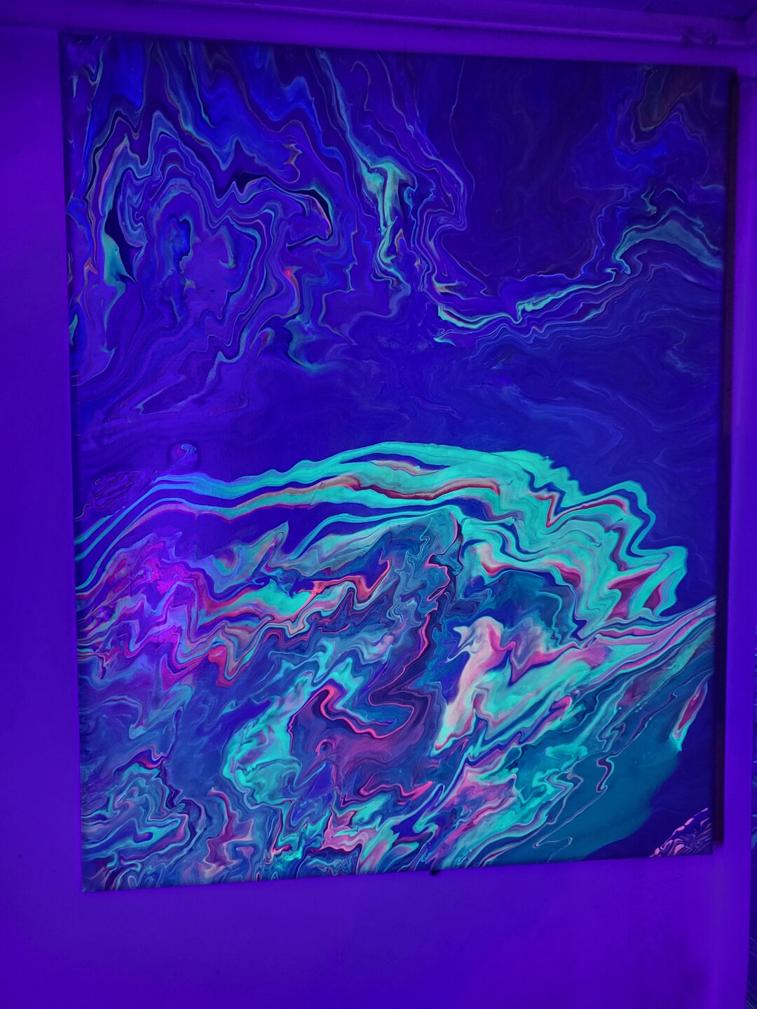 Uv Reactive/glow Paint Pour 16 X 20 Canvas - Etsy