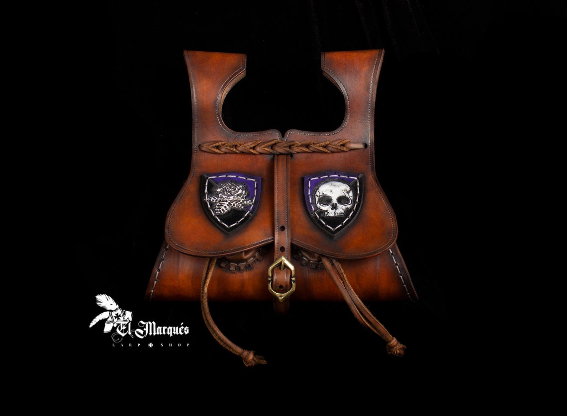 Medival Belt Pouch Larp. Leather Bag With Custom Shields. - Etsy