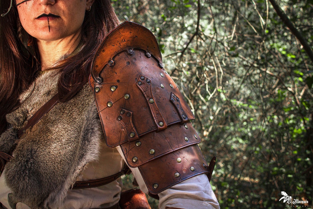 Brown Viking Armor. Leather Shoulder for Larp or Cosplay - Etsy