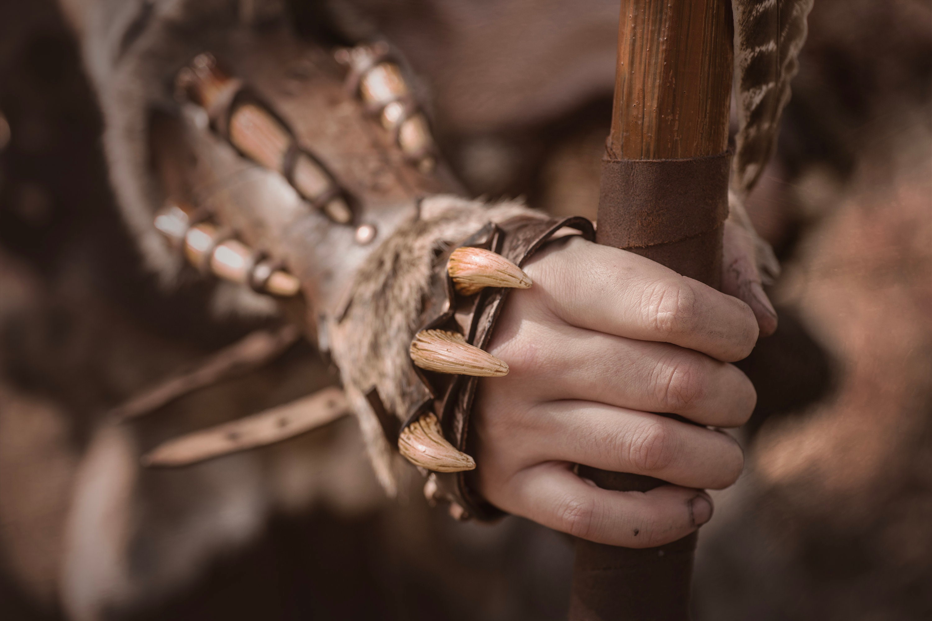 LARP Leather Bracers: Berserker Barbarian Armor With Bone Detail - Etsy