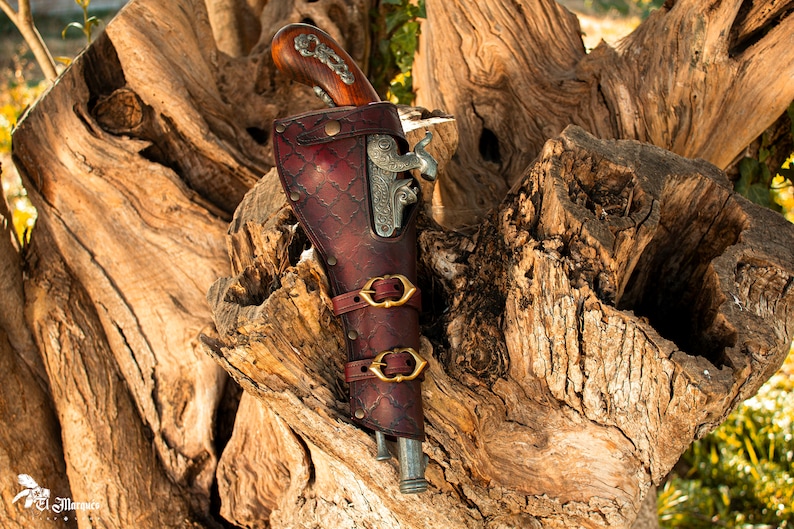 Red Leather Flintlock Gun Holster for Larp Steampunk or - Etsy
