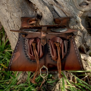 Medival Belt Pouch Larp. Leather Bag With Custom Shields. - Etsy