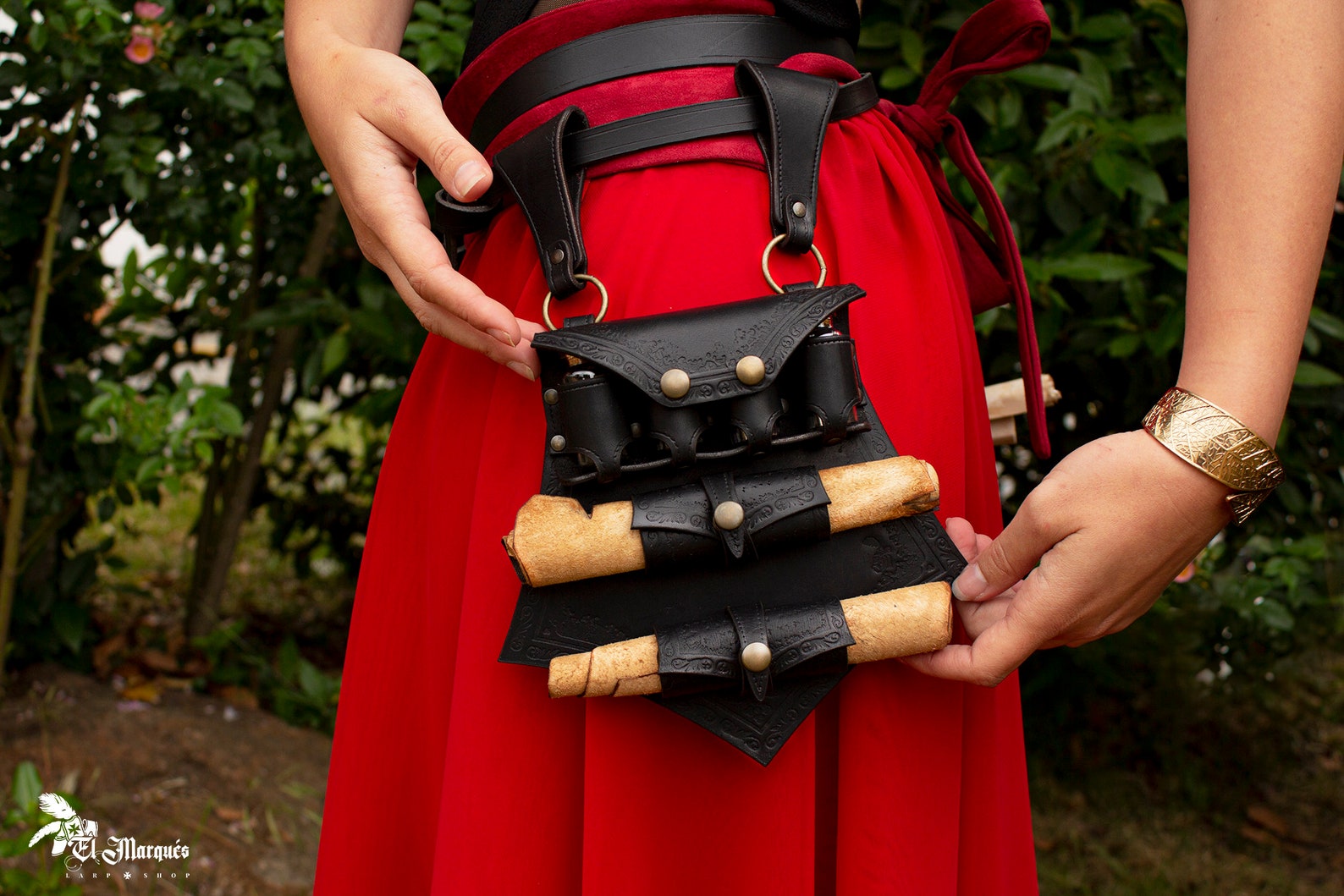 Black Leather Potion Holder With Scroll Holder for Larp - Etsy
