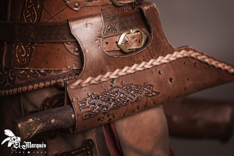 LARP Viking Seax Scabbard: Handcrafted Leather Sheath With Engravings ...