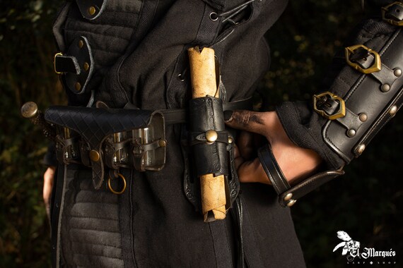 Larp Black Leather Scroll Holder for Dark Wizard or Death - Etsy