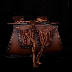 Medival Belt Pouch Larp. Leather Bag With Custom Shields. - Etsy