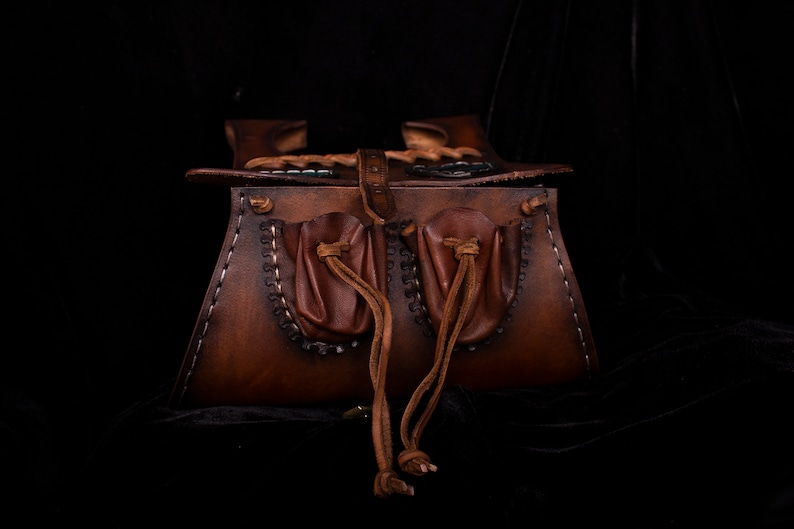 Medival Belt Pouch Larp. Leather Bag With Custom Shields. - Etsy