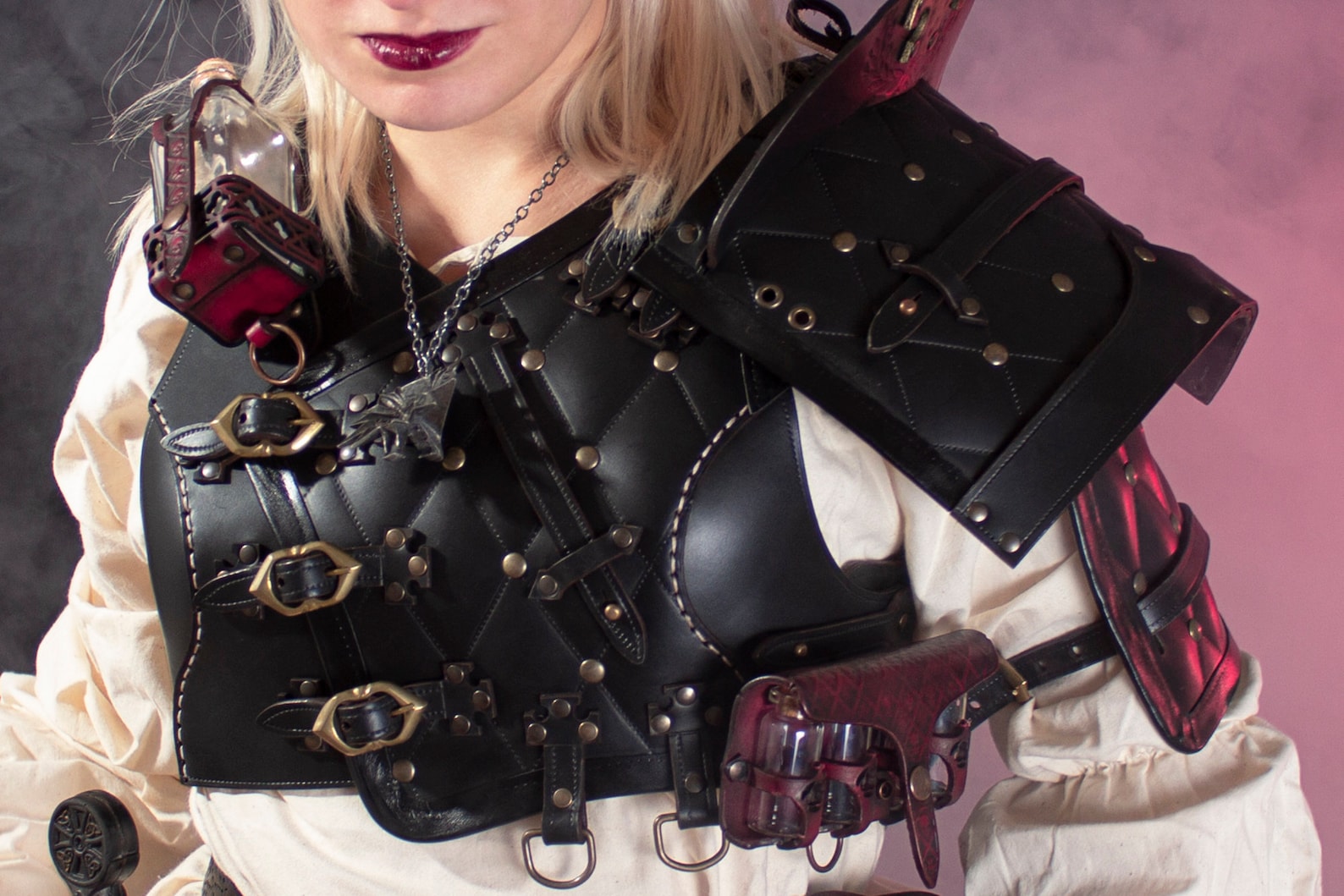 Larp Female Armor the Witcher Cosplay BLACK Costume Leather | Etsy