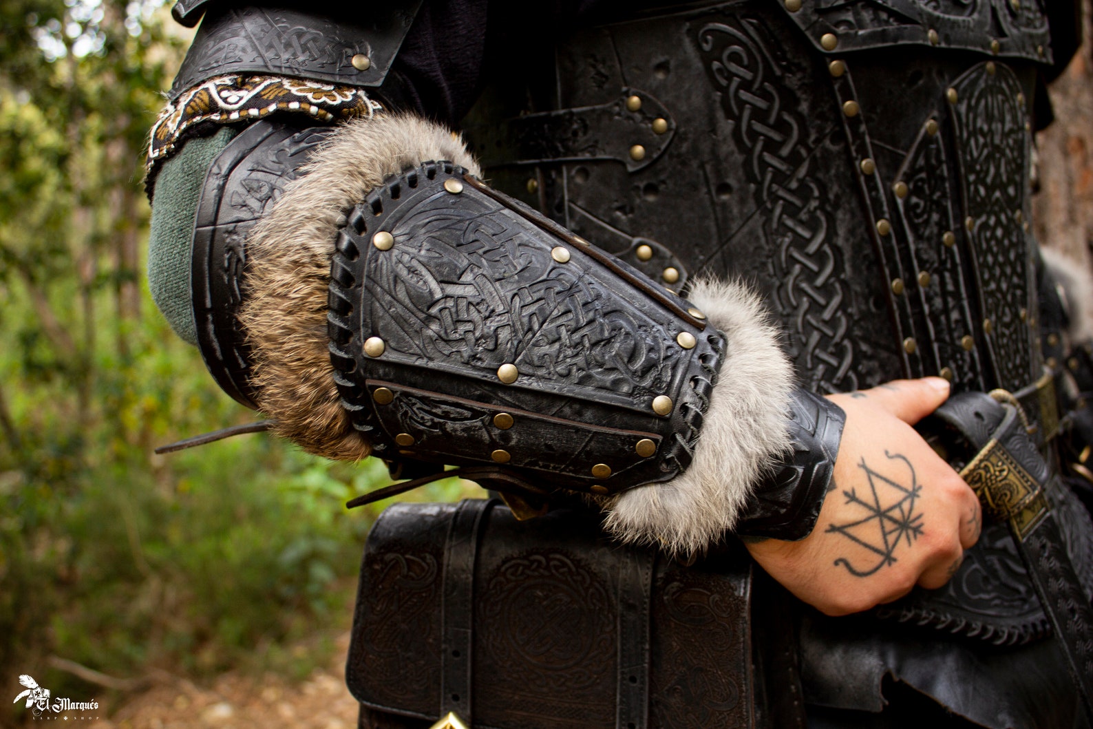 Black Leather Viking Bracers for Viking Armor. Inspired by Baldur - Etsy